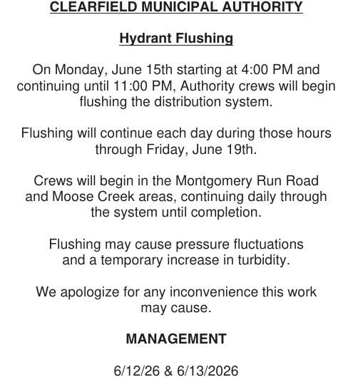 HYDRANT FLUSHING | Public Notices | thecourierexpress.com