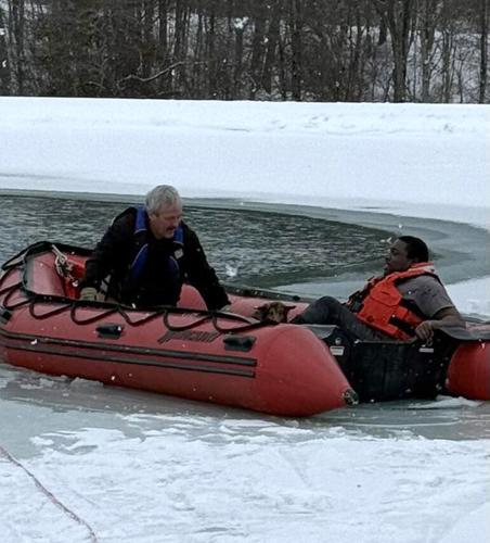 New Bethlehem firefighters rescue ‘Rosie’ from frozen pond for first ...