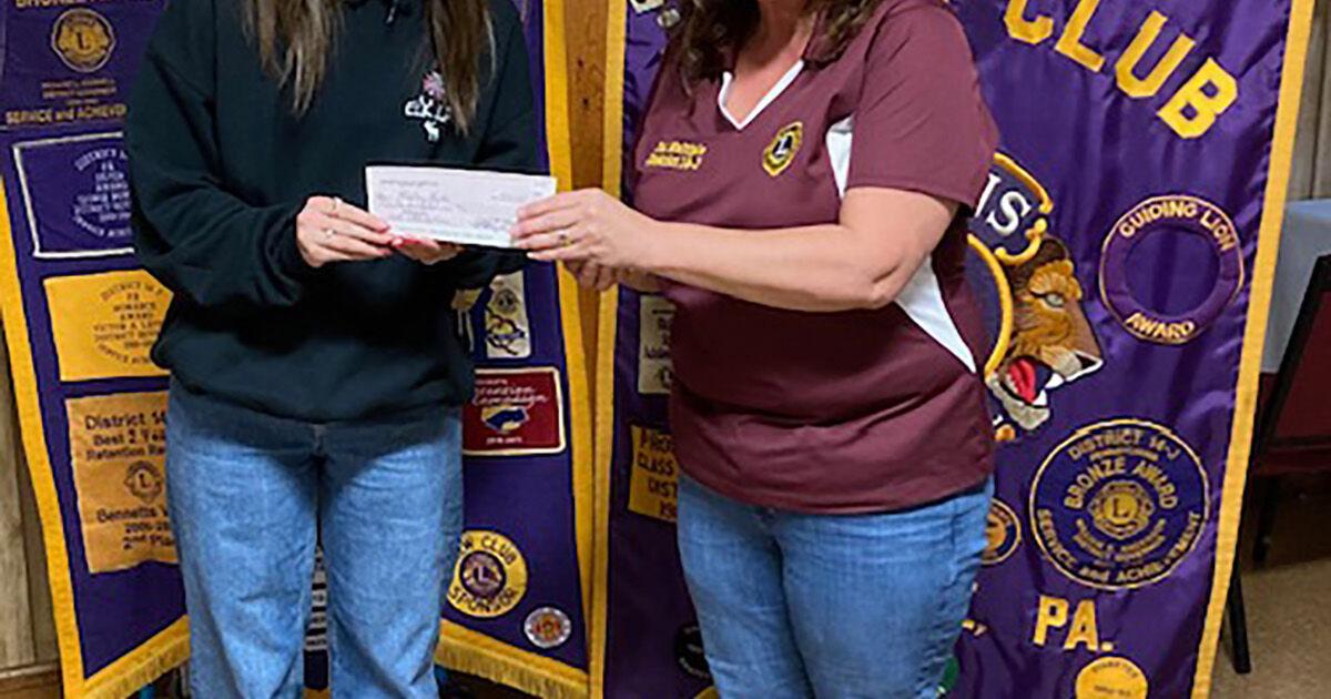 Bennetts Valley Lions Club presents scholarship to Mallory Blythe ...