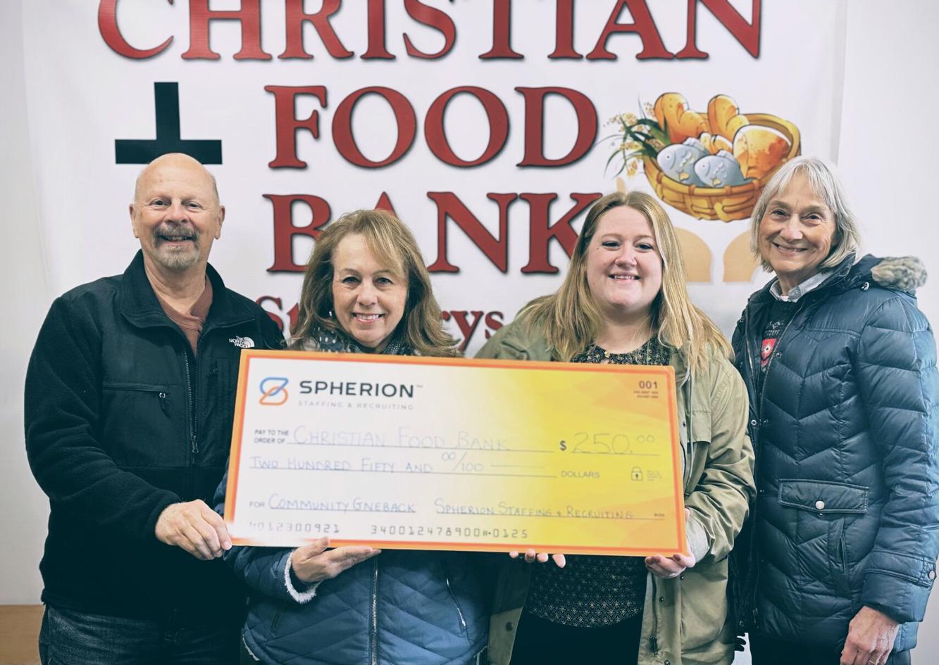 Spherion St. Marys presents donation to Christian Food Bank | Lifestyle ...