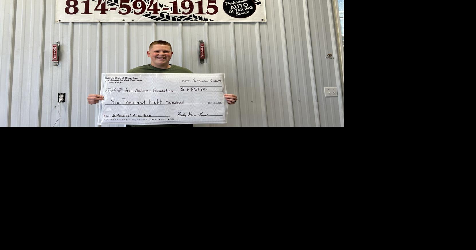 Kristy’s Krystal Klean Kars in Kersey donates $6,800 to Brain Aneurysm ...