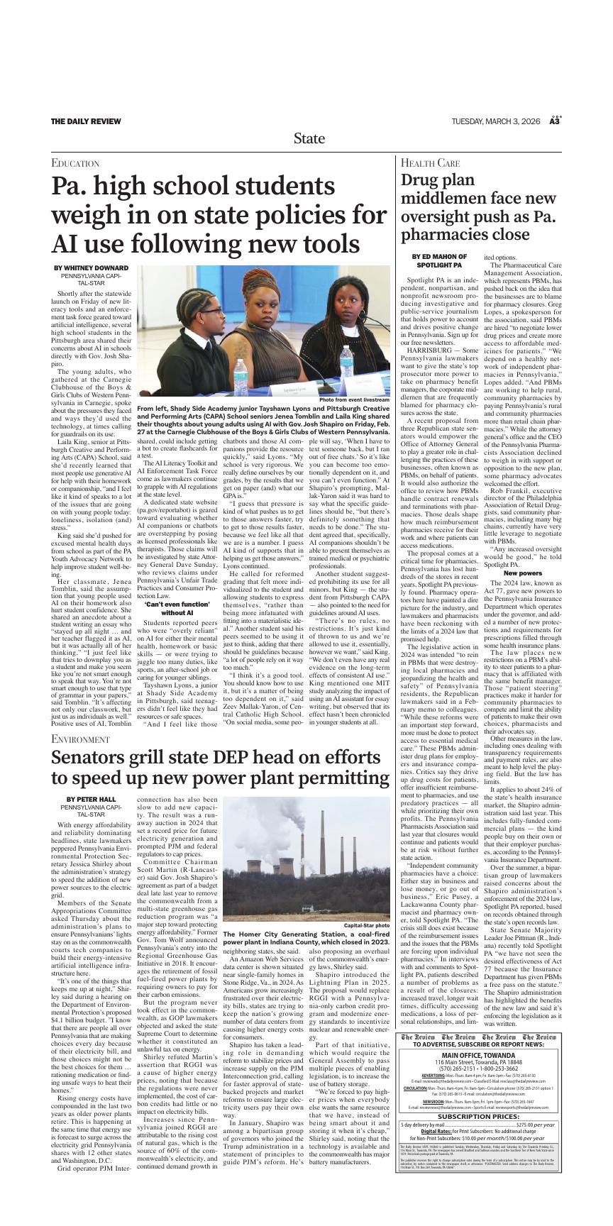 Page A3 | Digital Edition | thedailyreview.com