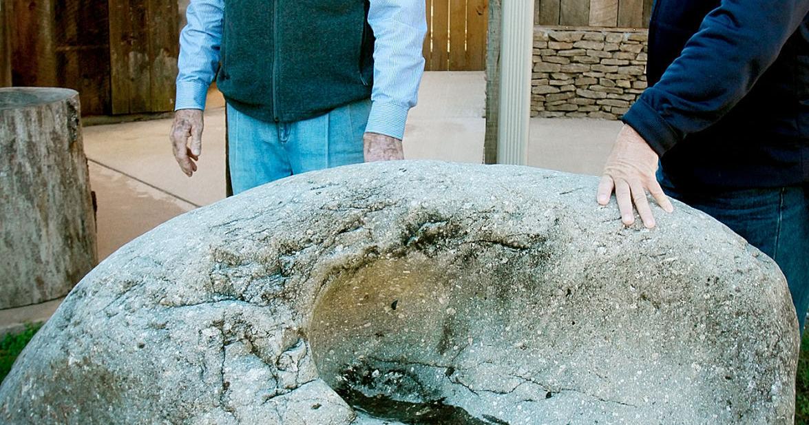 Henrys donate Cherokee grinding stone to Heritage Center | News ...