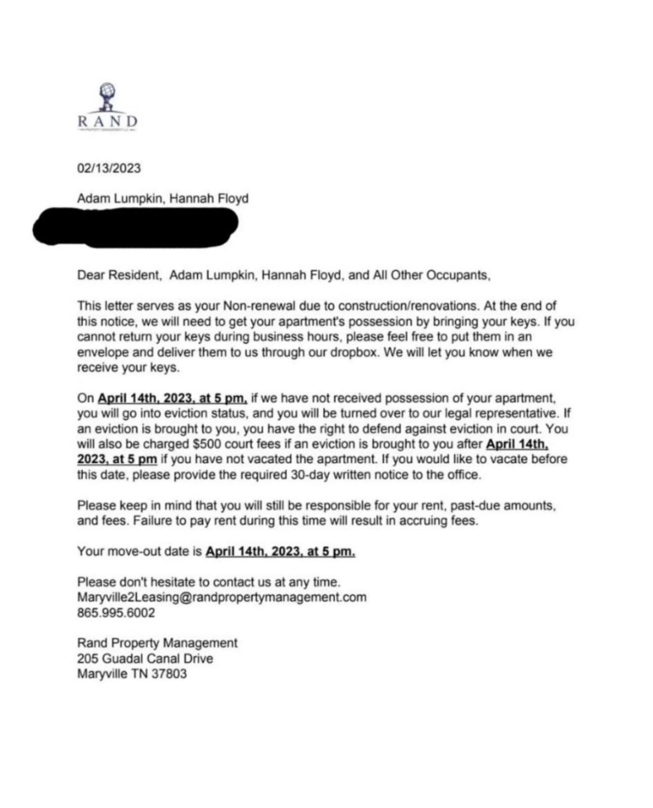 Non-renewal letter | | thedailytimes.com