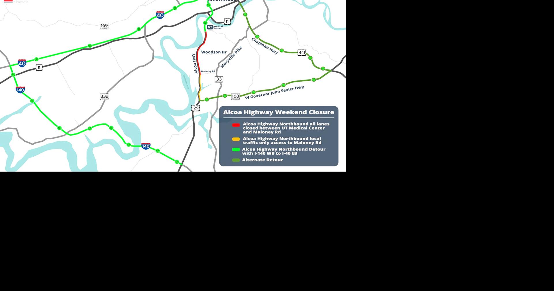 Details on full northbound Alcoa Hwy lane closure this weekend | News ...