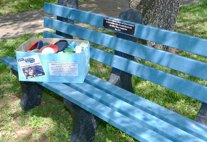 Kiwanians, students team up for bottle cap bench project at Eagleton ...