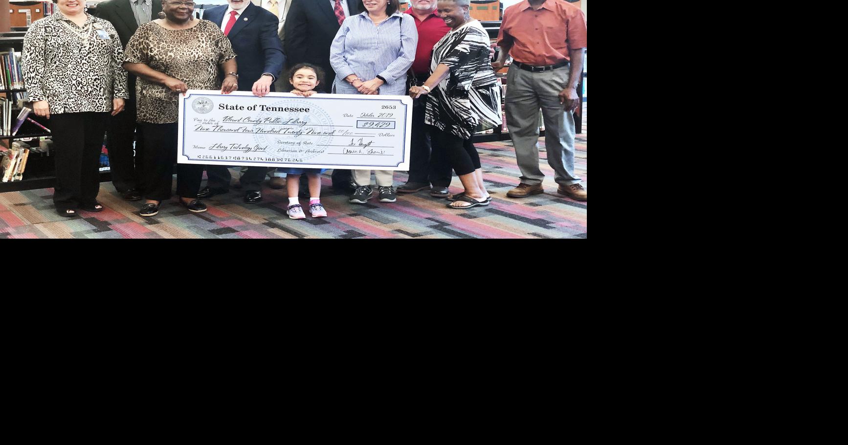 Tennessee Secretary of State Tre Hargett presents grant check to Blount ...