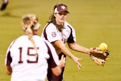 Aggie softball team earns win, tie in exhibition doubleheader with pro team