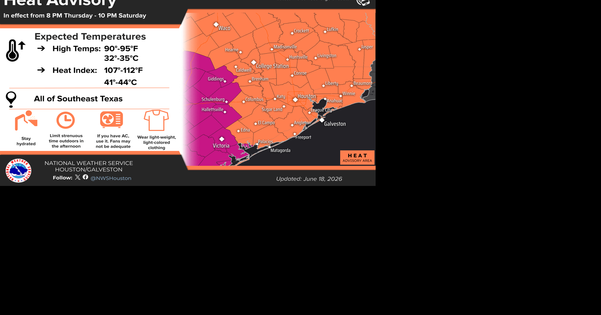 Bryan College Station under heat advisory