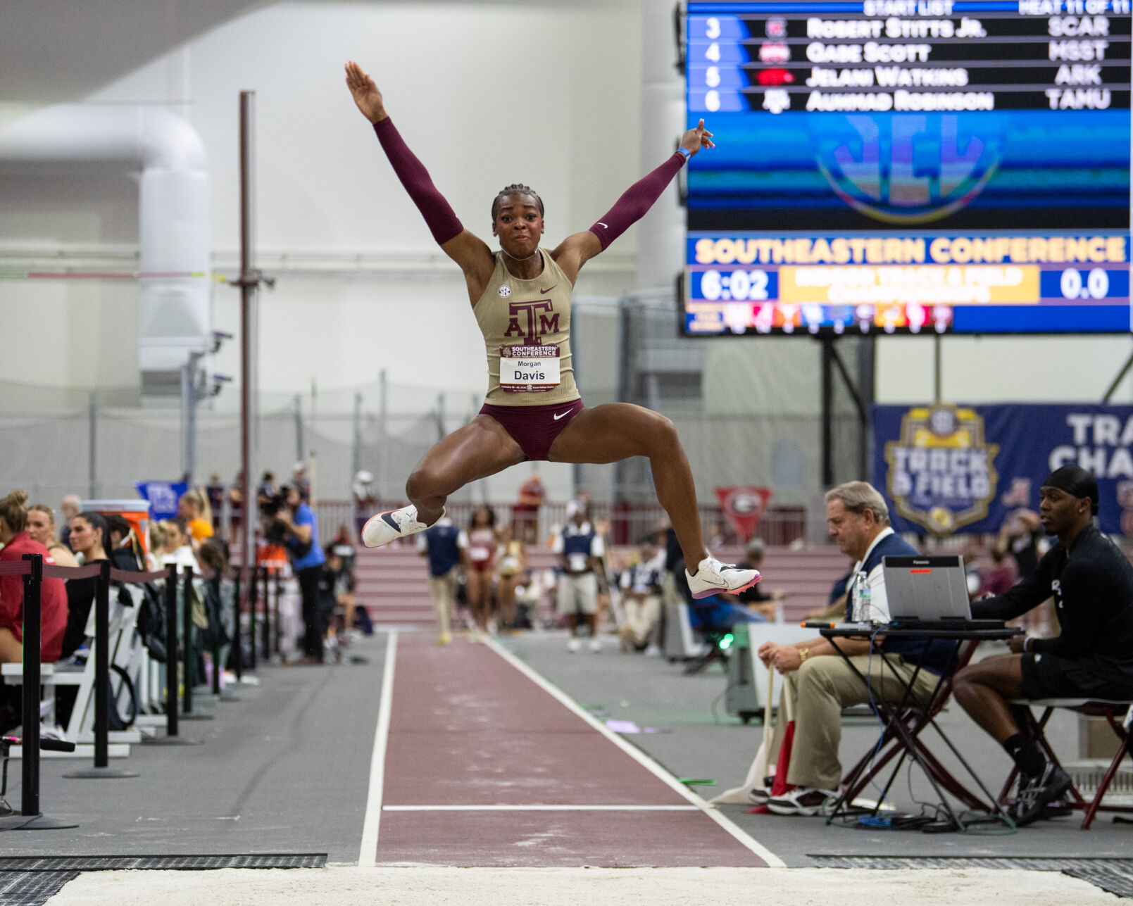A&M's Morgan Davis wins women's long jump to open SEC indoors