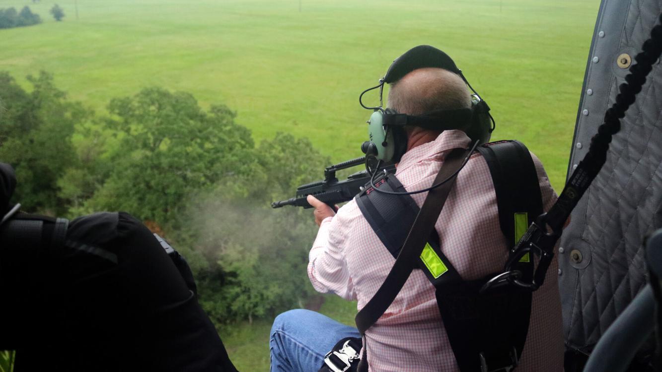 HeliBacon offers B-CS area machine gun hunts from helicopter