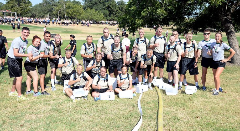 Texas A&M Corps of Cadets 'fish' blow off steam at annual water fight