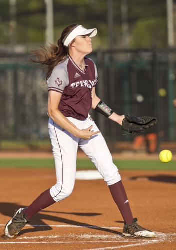 Aggie softball pitcher Trinity Harrington available for Super Regional