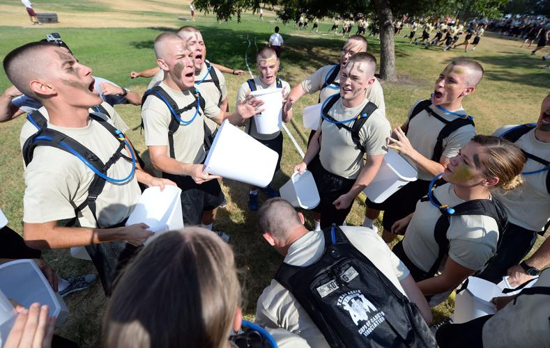 Texas A&M Corps of Cadets 'fish' blow off steam at annual water fight