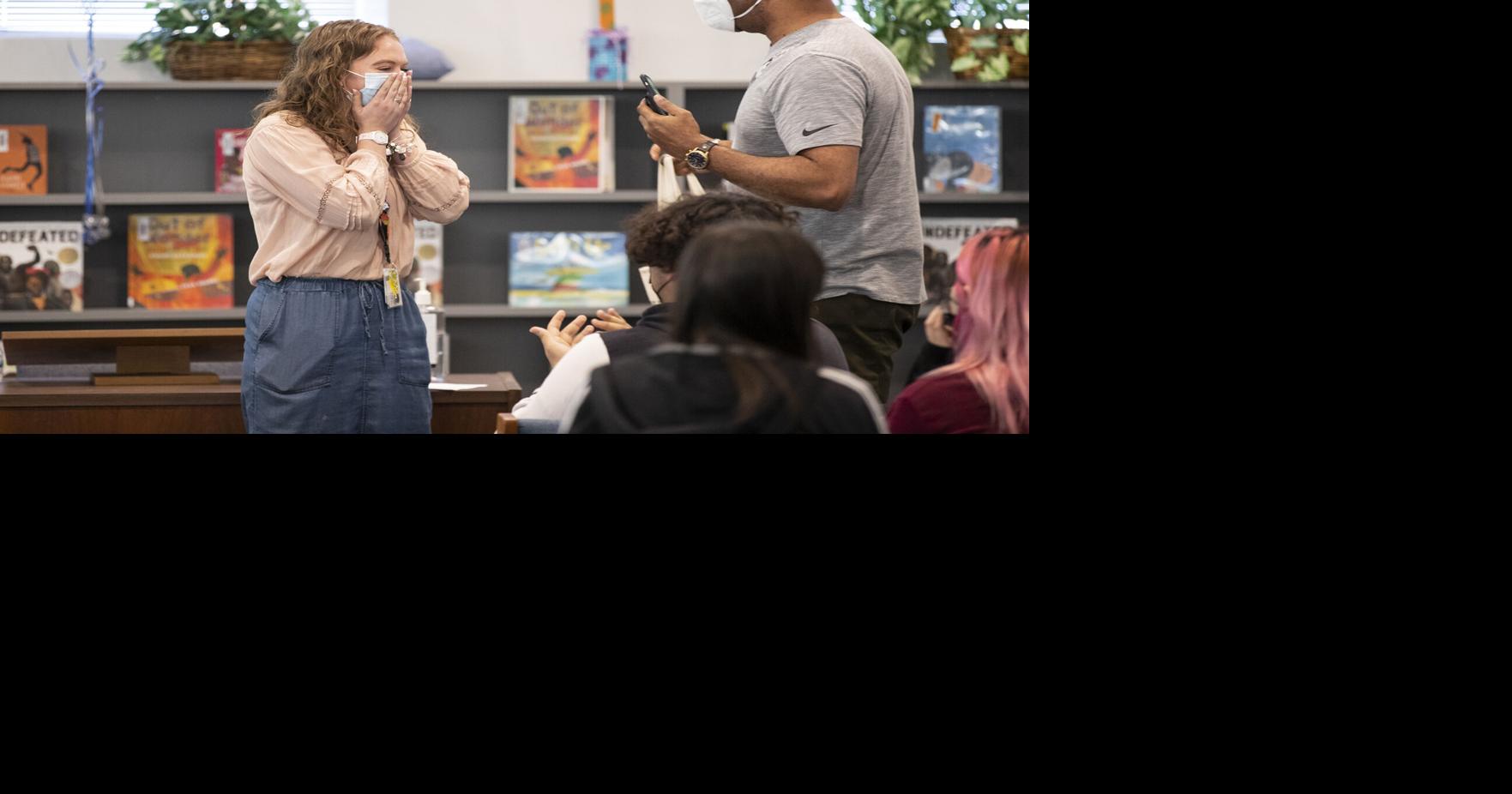 Newbery Medal-winning author surprises Bryan High teacher, students