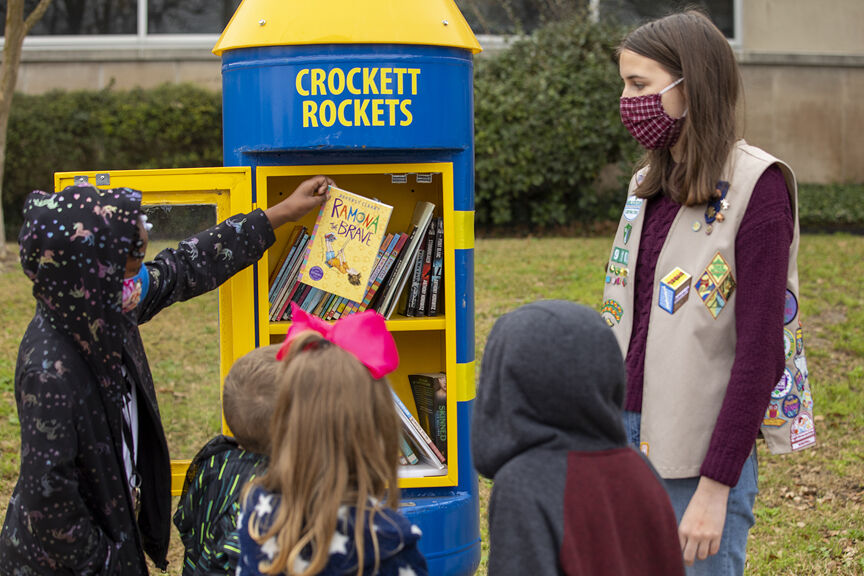 Bryan High School freshman builds rocket-shaped little library for ...