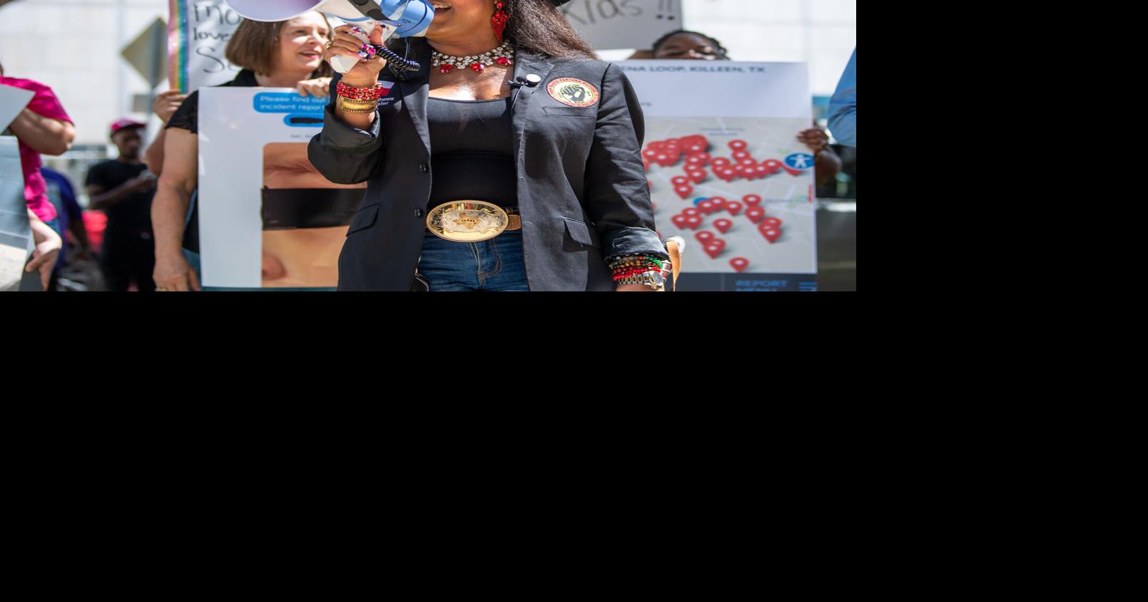 Candice Matthews holds protest against CPS in Brazos County