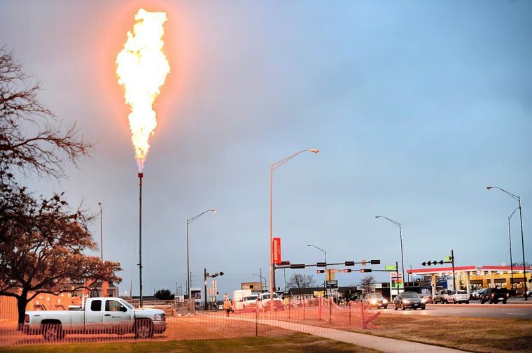 Crews flaring gas near Texas Avenue and University Drive intersection