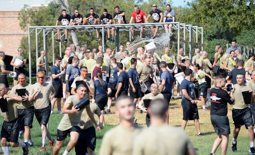 Texas A&M Corps of Cadets 'fish' blow off steam at annual water fight