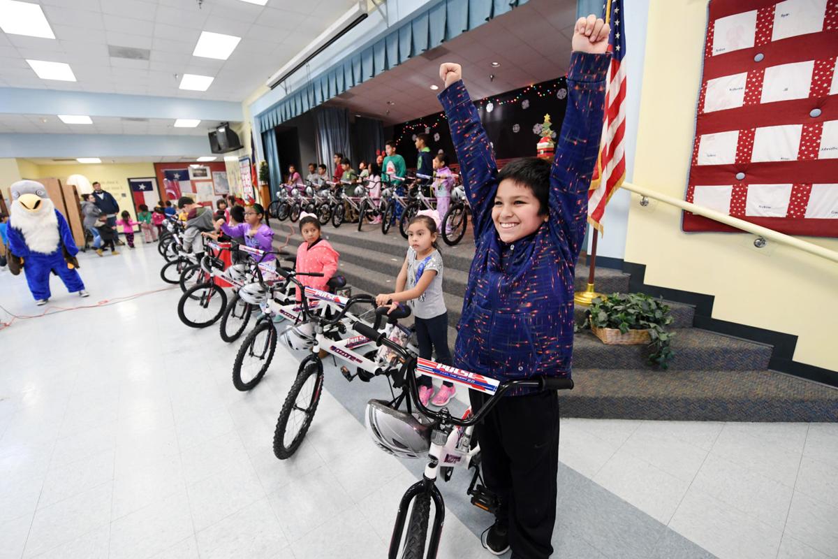 Bike giveaway at Fannin Elementary