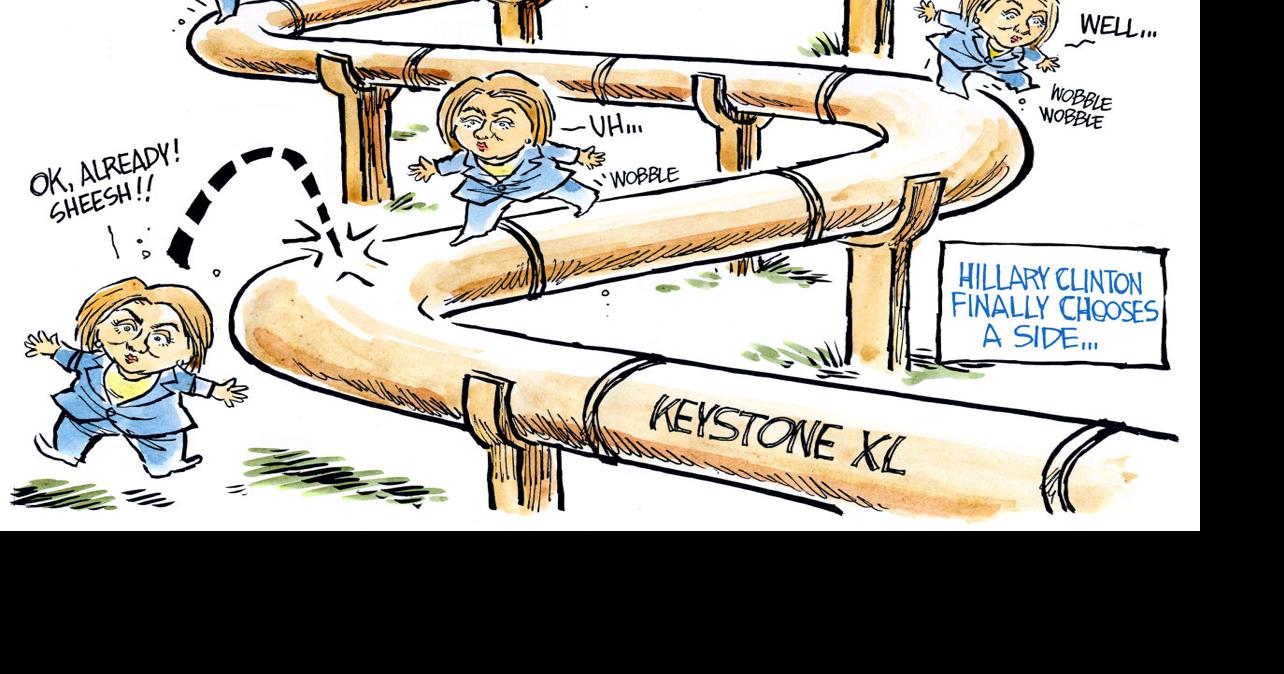 Jeff Koterba cartoon: Hillary Clinton Keystone pipeline