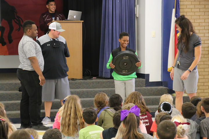 Rudder High powerlifter visits Sam Houston Elementary to encourage ...