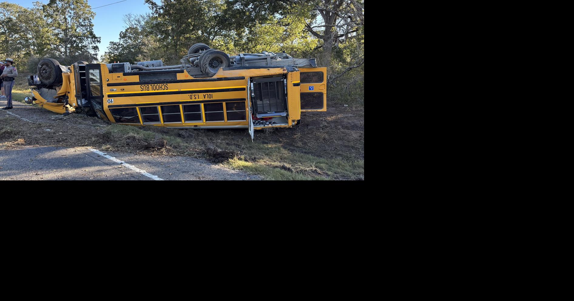 Iola school bus flips in ditch, injuring 4
