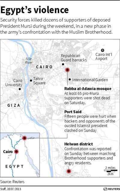 Egyptian forces assault protest camp; dozens shot dead | World News ...