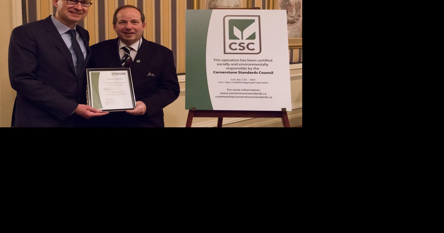 Acton Quarry receives the world's first Responsible Aggregate Certificate