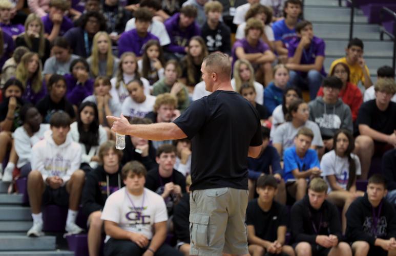 Adam Carriker speaks to GISH athletes