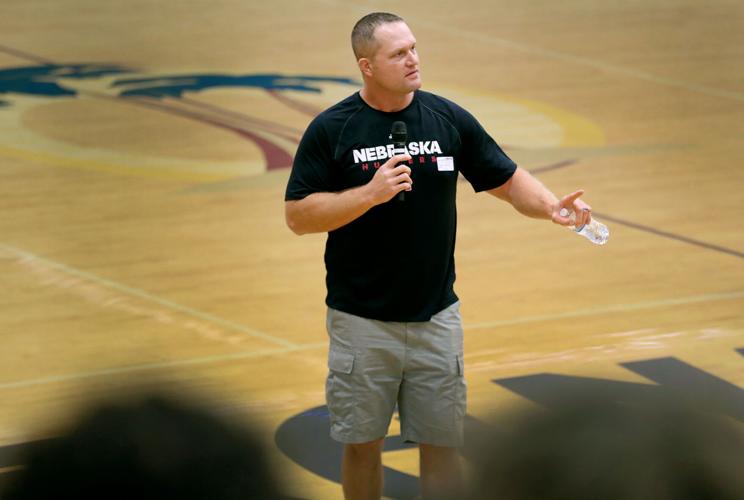 Adam Carriker speaks to GISH athletes