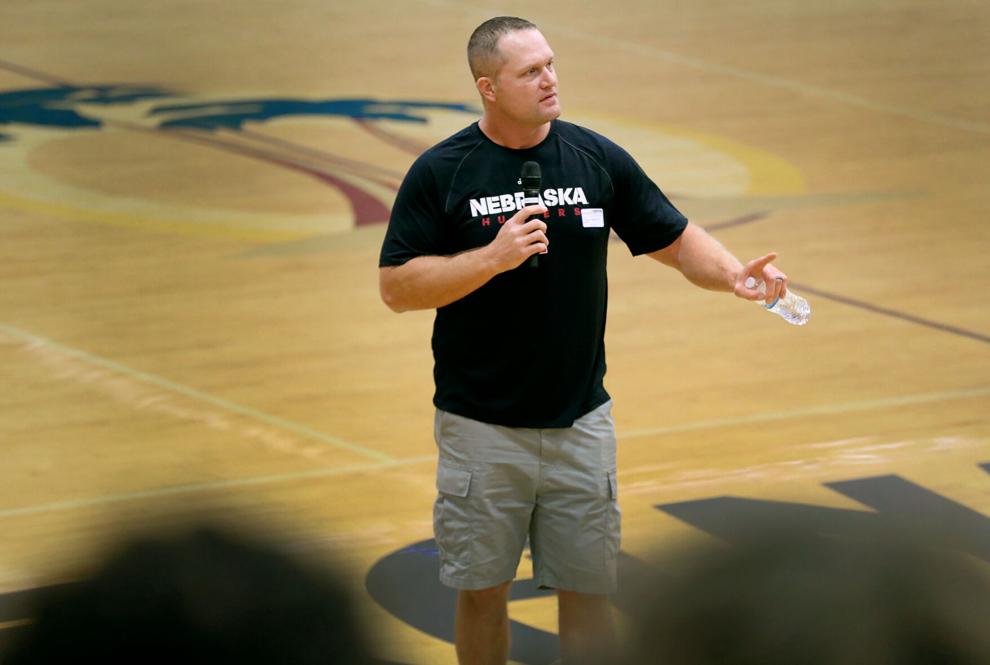 Adam Carriker speaks to GISH athletes