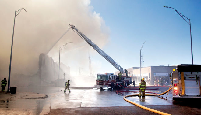 Fire engulfs BG&S Transmission, closes much of downtown Hastings on Friday