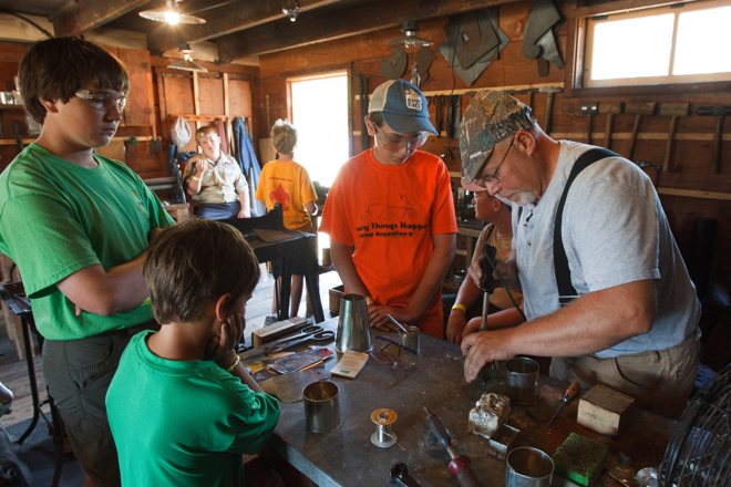 Boy Scouts learn the art of metalwork
