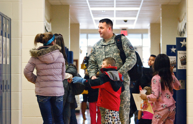 Soldier surprises son at Shoemaker Elementary