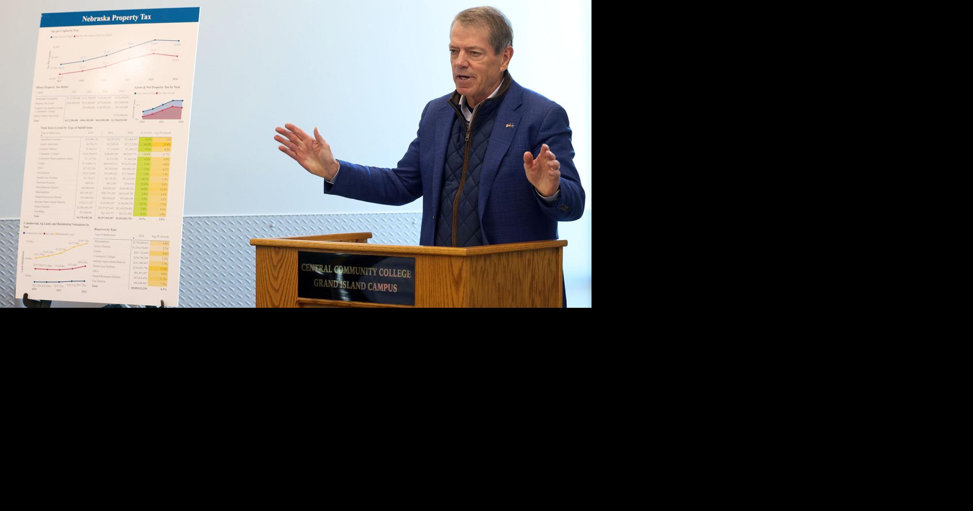 Jim Pillen takes aim at property taxes in Grand Island stop