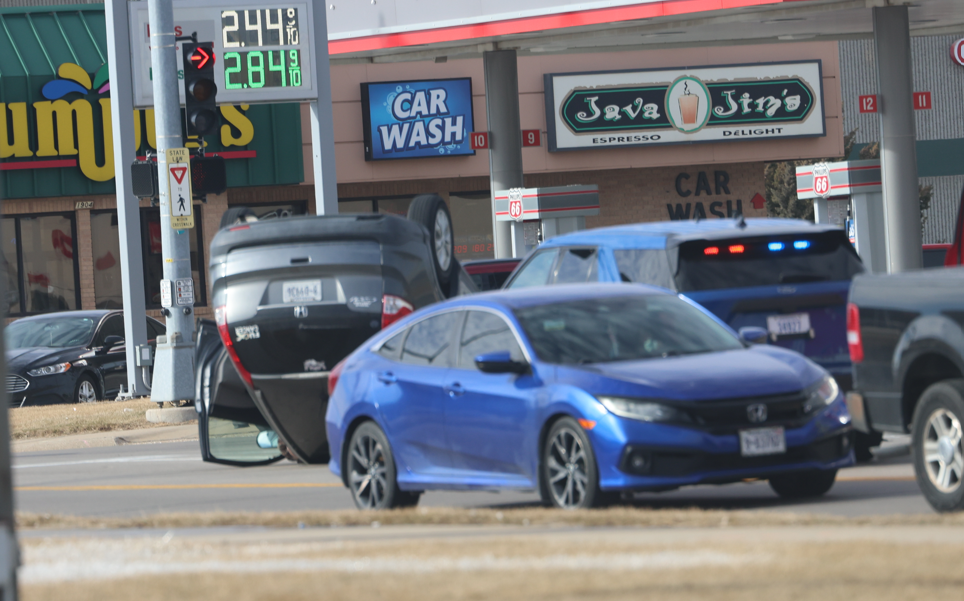 Grand Island crash ended with car resting on its top
