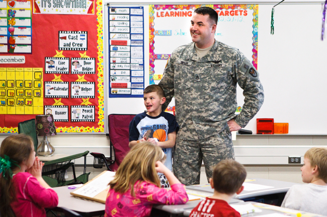 Soldier surprises son at Shoemaker Elementary