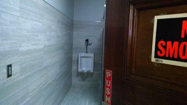 Cheeky view in Hall County Courthouse men’s restroom