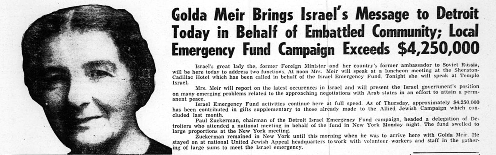 Exploring Golda Meir's Legacy and Detroit Connection | Looking back ...