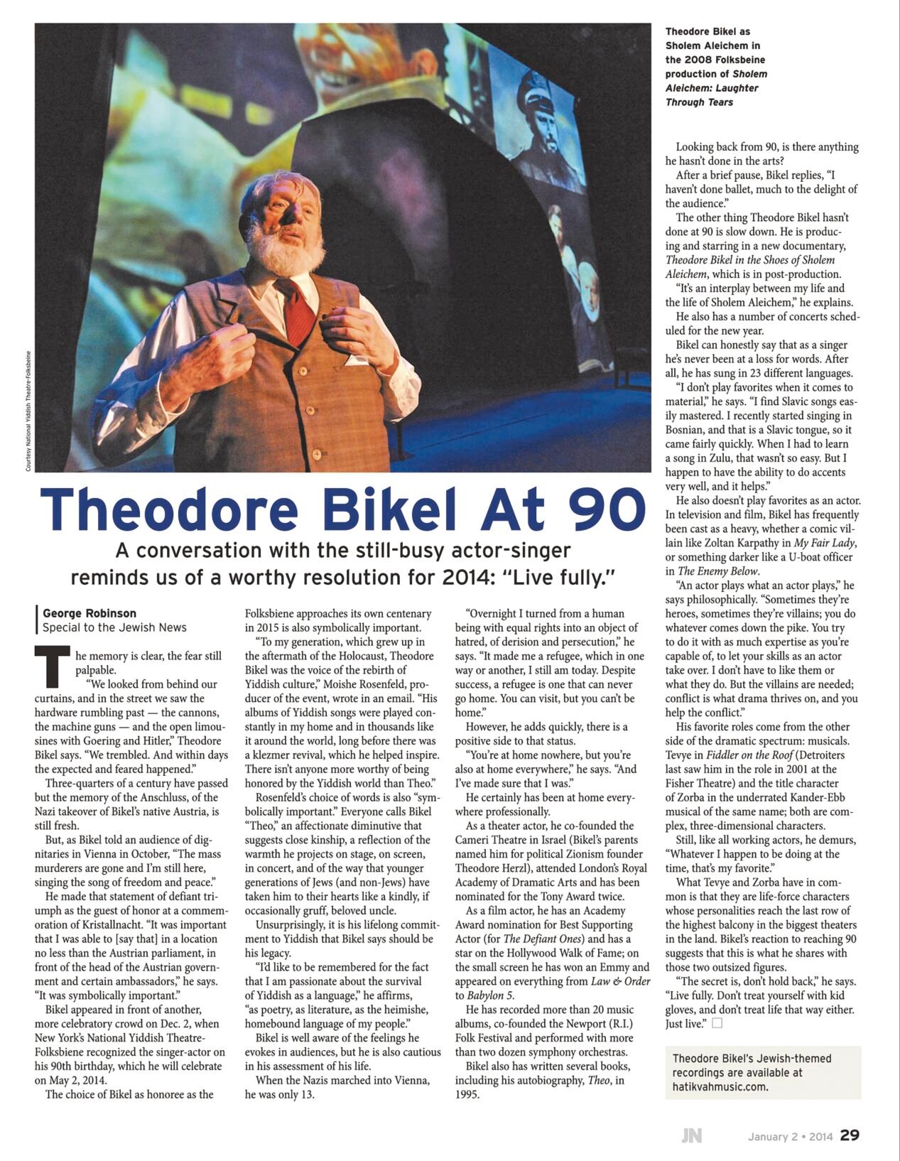 Actor, Musician, Activist: The Many Faces of Theodore Bikel | Culture | thejewishnews.com