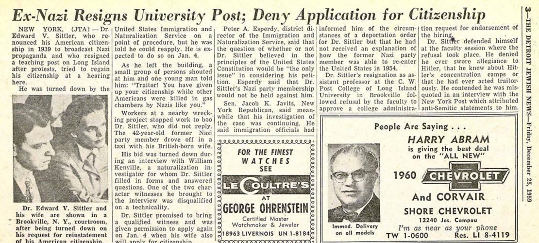 Looking Back: A Nazi in Michigan | Mike Smith's Column | thejewishnews.com