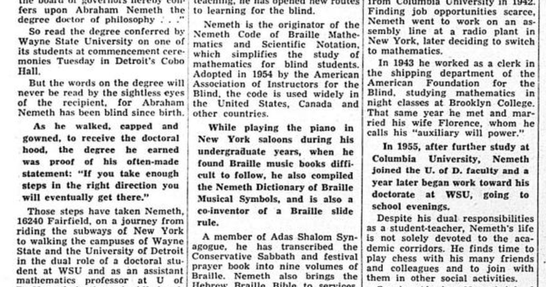 Looking Back: The Blind Mathematician | Mike Smith's Column ...