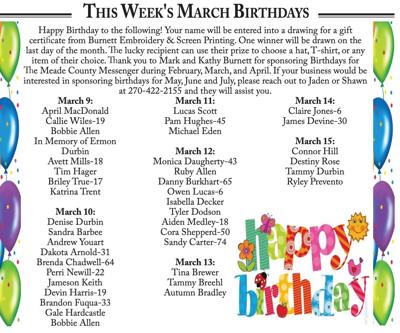 This Weeks Birthdays! | Announcements | themessengerky.com