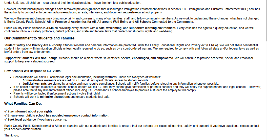 School District Letter re: ICE Raids | | The Paper