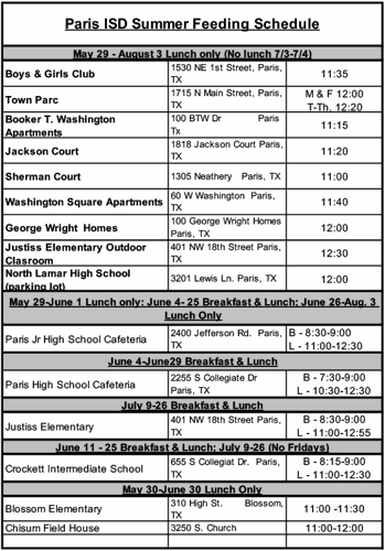Summer program released | News | theparisnews.com