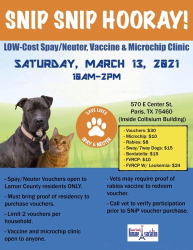 Lamar County Humane Association to host spay/neuter, vaccine, microchip ...