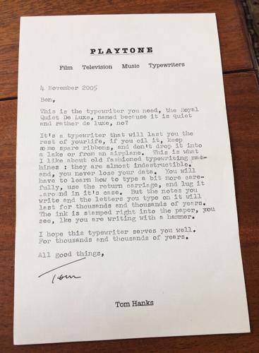Typewriter signed by Tom Hanks to be auctioned off at upcoming James ...