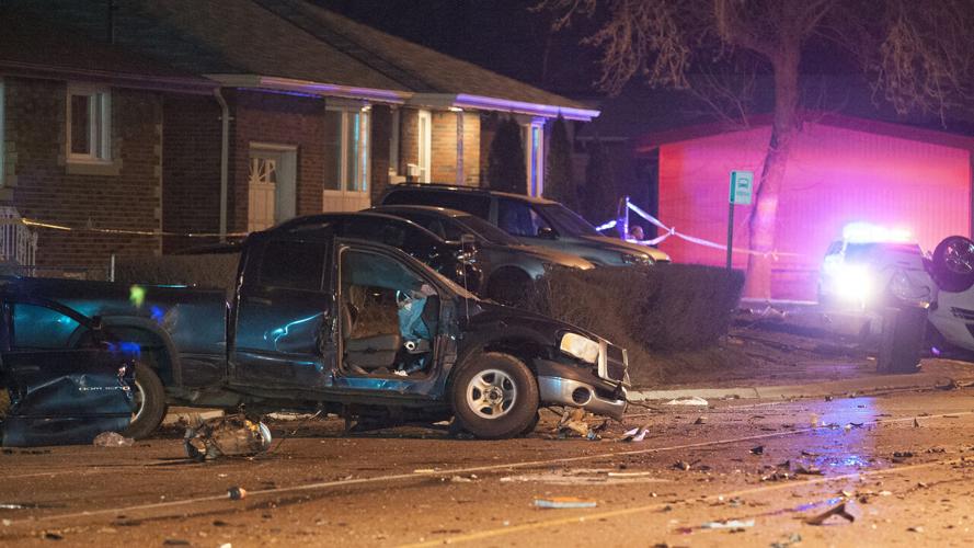 UPDATE: Debris field from violent Oshawa car crash covers a city block