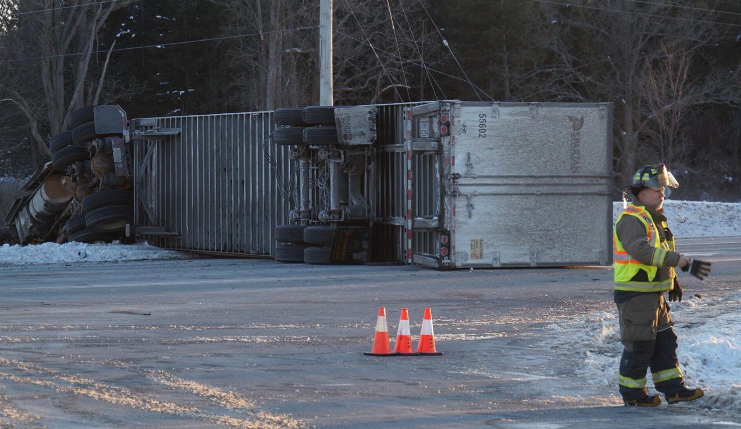 Ambulance, tractor trailer collide near Madoc